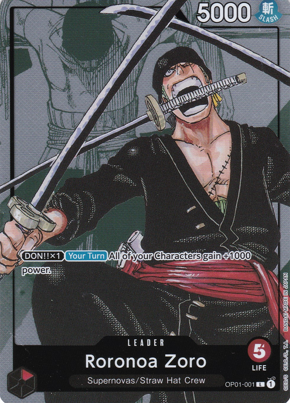 Roronoa Zoro (OP01-001) - Leader - Premium Card Collection 25th Editio