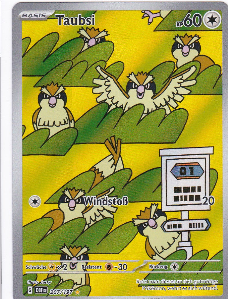 Taubsi - OBF 207 / 197 - Illustration Rare - Karmesin & Purpur - Obsid